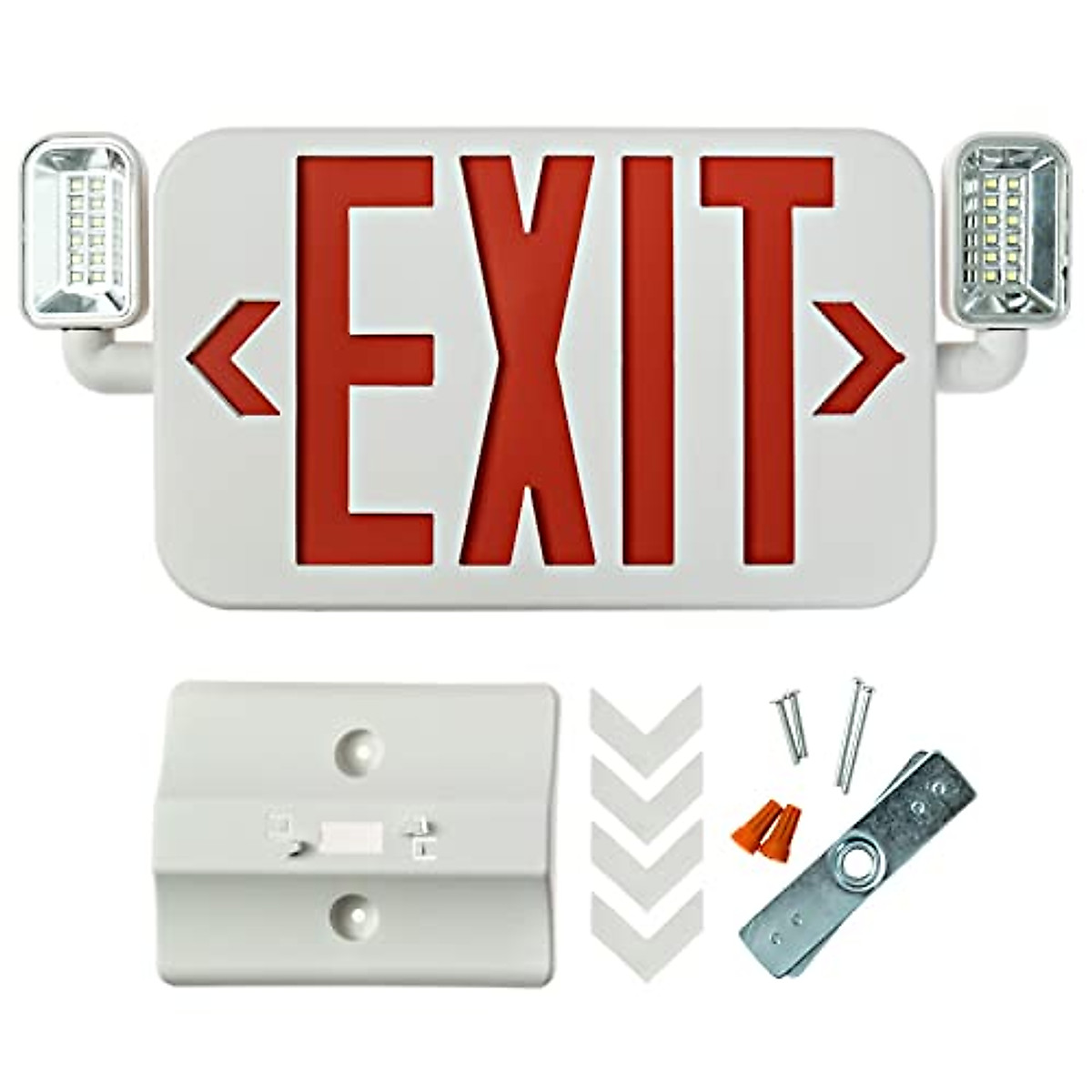 Ciata 6 Pcs. Ultra Bright Slim Rechargeable Indoor Exit Lights, Emergency Light Combo Sign Fixture Hardwired with Battery Powered Backup, Fire Exit Sign with Lights, Led Exit Signs with Battery Backup