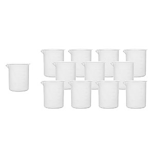 EISCO Plastic Beakers, 500mL, Pack of 12 - Low Form, Molded Graduations, Tapered Spout - Autoclavable & Microwavable Polypropylene