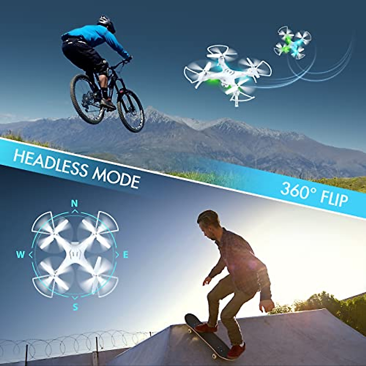 Drones with Camera for Adults/Kids/Beginners - 1080P 120° Wide-Angle Drone with Camera, Drones for Kids with Remote/APP/Voice, Drone for Beginners with 1 Key Fly/Land, Drones for Adults with 360°Flip 2 Batteries Long Flight, Boys/Girls Gift Ideas