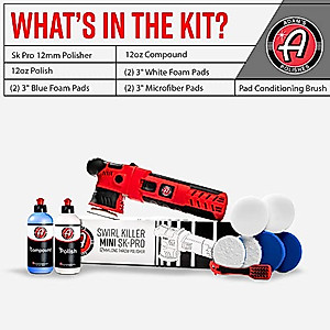 Adam’s SK Pro 12mm Car Polisher Kit (10 Item) - Professional Dual Action Polisher for Car Detailing - Paint Correction, Waxer Buffer DA Polisher - Variable Speed Car Polisher System