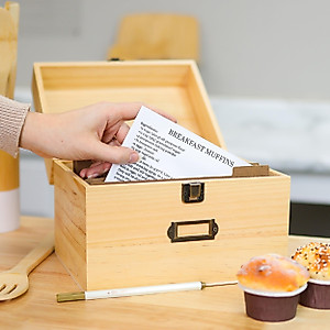 CraftyBook Greeting Card Organizer Box with Dividers - Empty Wooden Card Keeper Envelope Storage Box for 5 x 7in Birthday and Christmas Cards - Stationery Organizer for All Occasion Note and Postcards