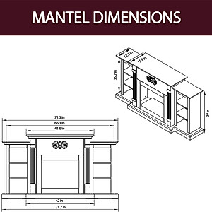 Cambridge 72-Inch Sanoma Electric Fireplace in Walnut with Built-in Bookshelves and a 1500W Charred Log Insert