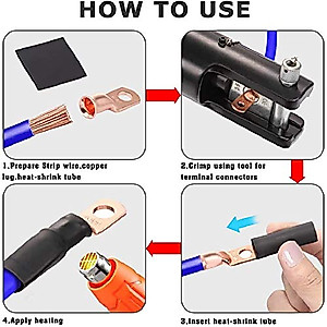 0 Guage Terminals 1/0 AWG-5/16" 10pcs Cable Lugs Battery Lugs,Heavy Duty Wire Lugs,Ring Terminals,Battery Cable Ends,Battery Terminal Connectors with 3:1 Heat Shrink Tubing