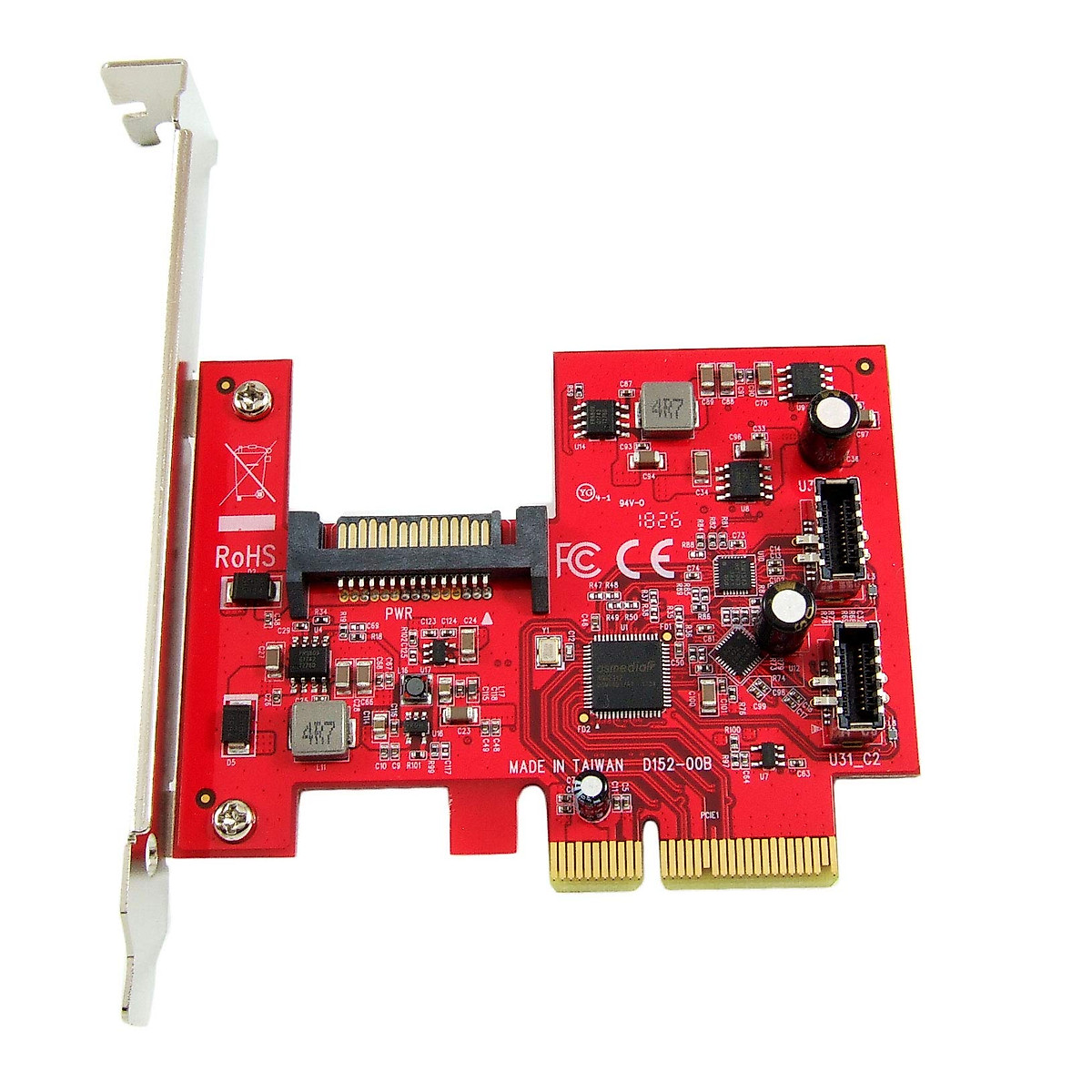 Ableconn PEX-UB152 USB 3.2 Gen 2 (10 Gbps) 2-Port Type-C Internal 20Pin Key-A Header PCI Express (PCIe) x4 Host Adapter Card (ASMedia ASM2142 Chipset)