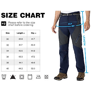 TBMPOY Men's Snow Ski Waterproof Softshell Snowboard Pants Outdoor Hiking Fleece Lined Wear Resistant Windproof Navy 34