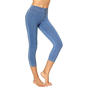 No nonsense womens Classic Denim Capri With Pockets leggings pants, Light Denim, Small US