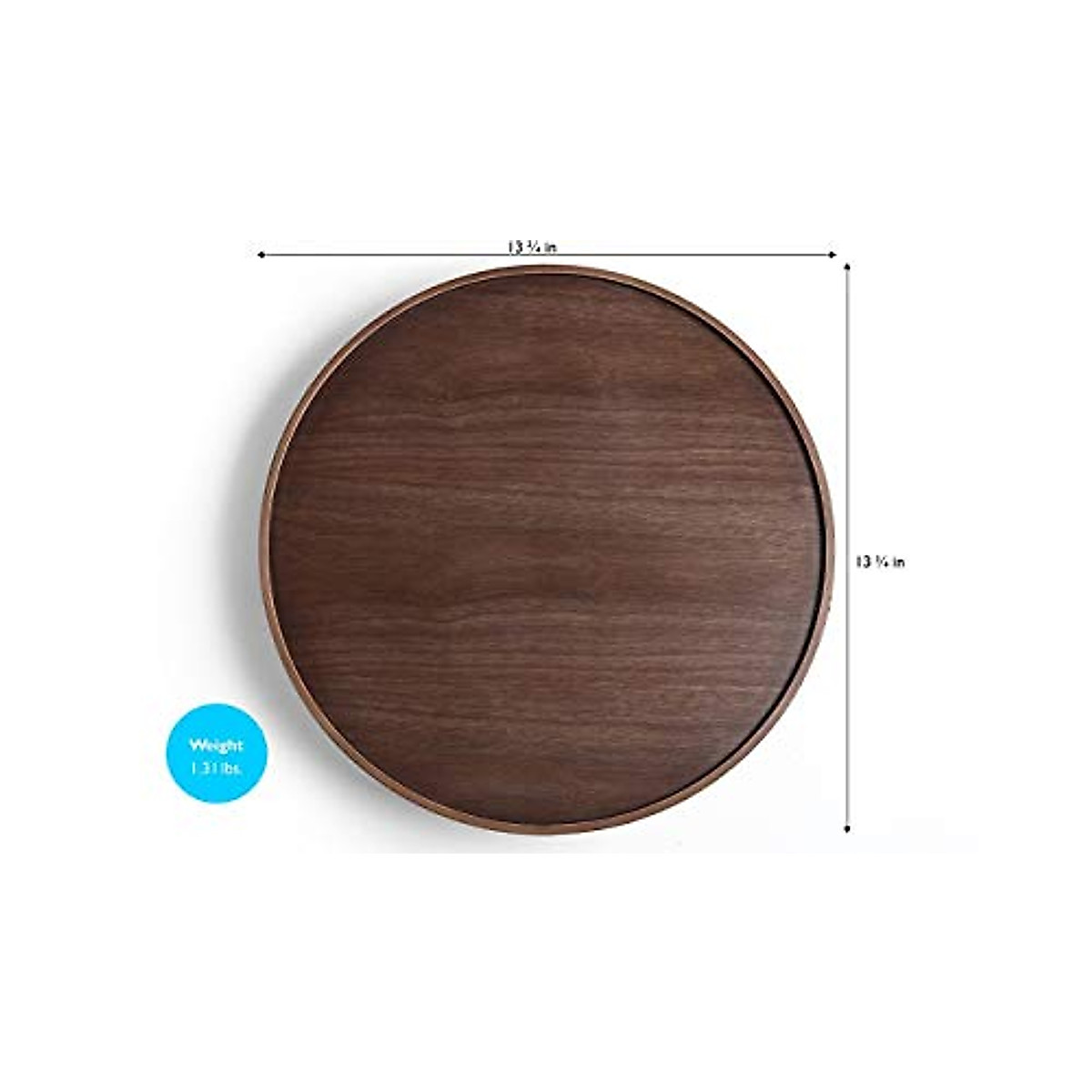 ALVITI Willow Wood Round Serving Tray with Handles 13 ¾ inch | Eco-Friendly, Decorative Accents for Wine Cellar, Kitchen, Living Room, Bedroom, Bathroom, Office, Café Tea Shop, Restaurant | (Walnut)