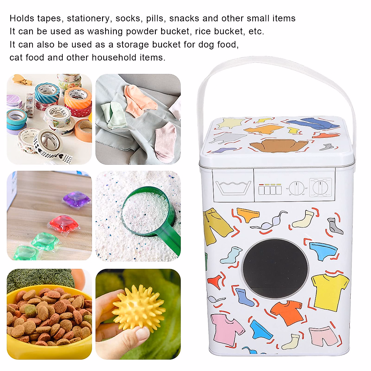 Laundry Detergent Container Laundry Powder Bin with Perspective Lid Washing Powder Storage Tin Large Capacity Storage Box for Pods Tablets