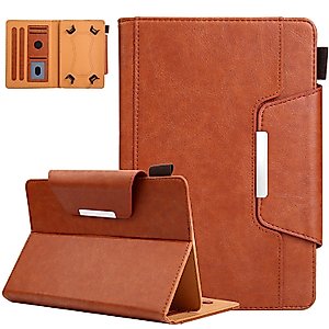 JZCreater 10 Inch Tablet Case, Universal 10 10.1 Inch Android Tablet Cover, Multi-Angle Viewing Stand Case for 9.5-10.5 Inch Tablet, Brown Classic