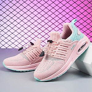 Ugmikdo Girls Shoes Kids Sneakers Boys Tennis Shoes for Running Athletic Walking Gym Sports Lightweight Breathable Slip-on A Pink, Size 2 Little Kid