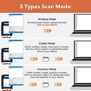 Wireless Barcode Scanner - Handheld Inventory Scanner Data Collector with 2.4GHz RF Transceiver for Warehouse & Bookstore Management (N4-2D-Blue)