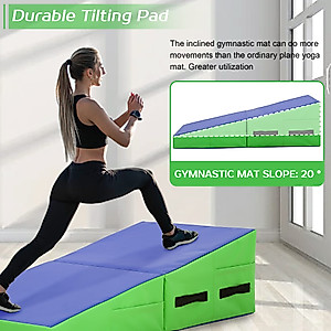 PayLessHere Gymnastics Mat Tumbling Mat Incline Mat Folding Gymnastic Tumbling Mat Indoor/Outdoor Exercise Mat Home Gym Yoga Mat with Handle