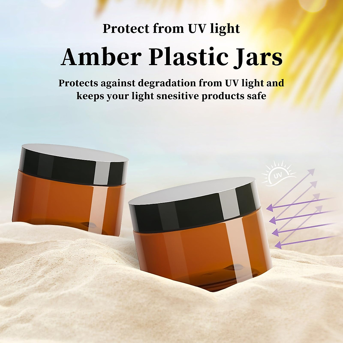 TUZAZO 4 Oz Amber Plastic Cosmetic Jars Leak Proof Small Container with lids for Cream, Lotion, Powder, Ointments, Beauty Products, 12 Pcs