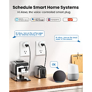 Ecoey Smart Plug - Smart Home Wi-Fi Outlet with Timing and Appointment Function, Smart Plugs with Voice Control, Familywell Pro/Tuya APP, ETL Listed, GW2001, 6 Packs