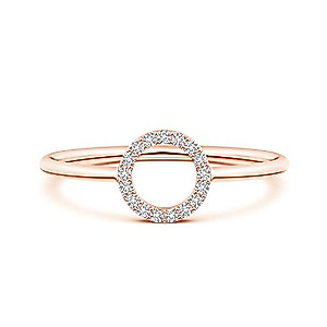 Pure Ignis Lab Created Open Circle Diamond Ring in 14k Rose Gold (0.09 ctw, H Color, SI2 Clarity, Ring Size 7) - April Birthstone