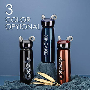 Vacuum Mug for kids Cute Shofar Thermos 2019 New Stainless Steel Hot Water Bottle Travel Cup（Black）