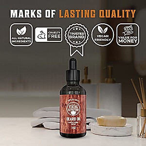 Viking Revolution Beard Oil Conditioner - All Natural Sandalwood Scent with Argan & Jojoba Oils - Softens & Strengthens Beards and Mustaches for Men (Sandalwood, 1 Pack)
