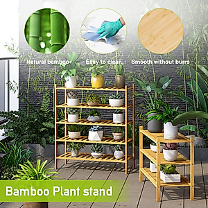BMOSU 5-Tier Bamboo Shoe Rack Premium Stackable Shoe Shelf Storage Organizer for Hallway Closet Living Room Entryway Organizer (Natural Bamboo)