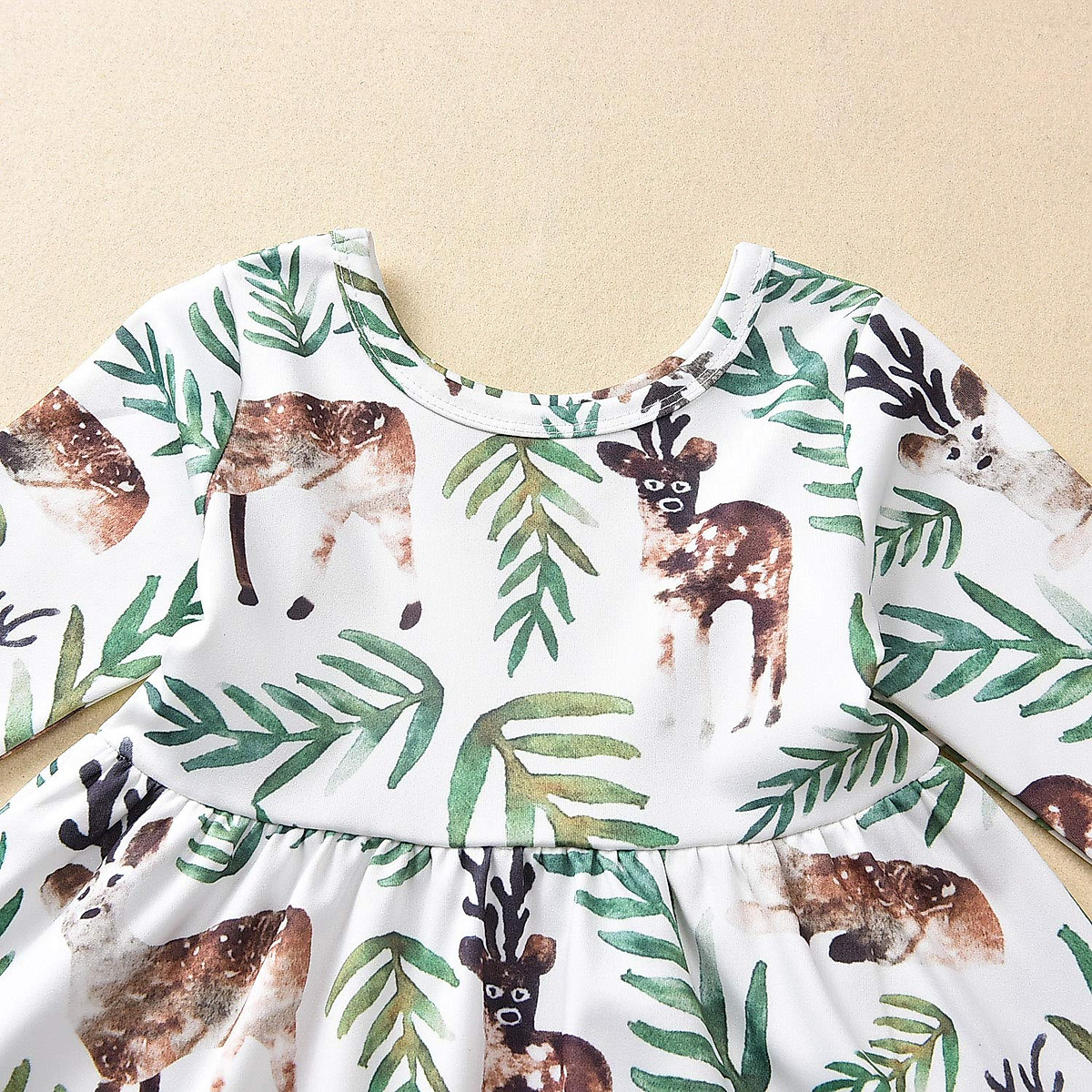 Aalizzwell Toddler Little Girls Ruffle Flare Tunic Dress Top Red Leggings Pants Fall Winter Deer Outfit Set Clothes (White, 3T)