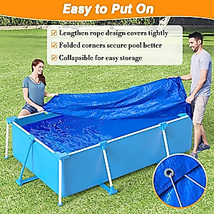 Rectangle Pool Cover,Pool Covers for Inflatable Pools,Rectangular Swimming Pool Cover Above Ground 13.5ft x 7.4ft /161 X 88inch Square Frame Pool Cover Protector Waterproof Dustproof Rainproof