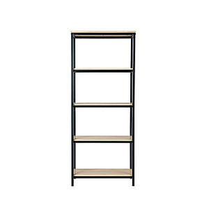 Cloud Mountain Finefind 4 Shelf Wood and Metal Industrial Open Bookcase Tall Modern for Home Office Storage, Charter Oak Finish