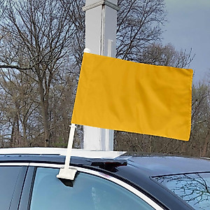 Solid Yellow Car Window Clip Flag Fade Resistant Vehicle for Patriotic, Sports Events, Parades - Premium - Double Side Printing (Pack of 100)