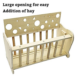 Hamiledyi Rabbit Hay Feeder Rack Large Size Wooden Holder Guinea Pig Hay Feeder Starry Sky Bunny Food Feeding Manger No Clutter Hamsters Grass Dispenser for Rabbits Guinea Pigs Bunnys Chinchilla