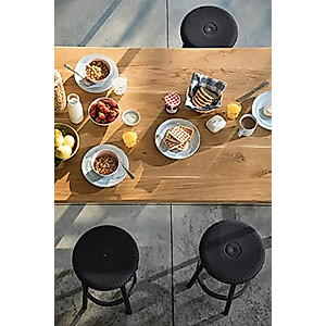 Keter Resin Backless 26” Counter Height Stools Set of 2 for Patio and Outdoor Bar Seating, Dark Grey