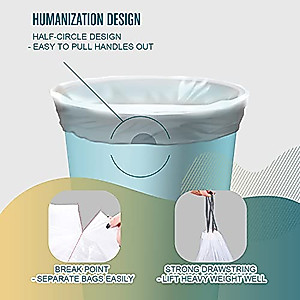 FORID Small Drawstring Trash Bags - 2.6 Gallon White Garbage Bags 240 Counts Disposable Plastic Waste Liners for Bedroom Bathroom Office Home 10 Liters, 4 Rolls, 60 Pieces each - Durable & Thick Bags