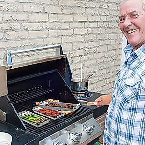3 In 1 Vegetable Grill Baskets Set, Outdoor Stainless Steel Grilling Basket for Fish, Veggies & Meats, Fit for Traeger Pellets, Pit Boss, Weber Kettle, Kamado Joe Charcoal Grills, Dishwasher Safe