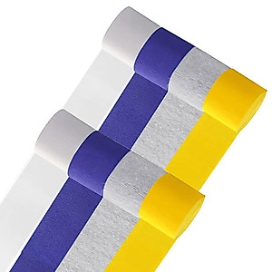 IGUO 8 Rolls Yellow Blue White Silver,Crepe Paper Streamers,Grad Party Supplies Decorations 82-Feet Paper Tassels for School Celebration Birthday Baby Shower Bridal Shower Decoration