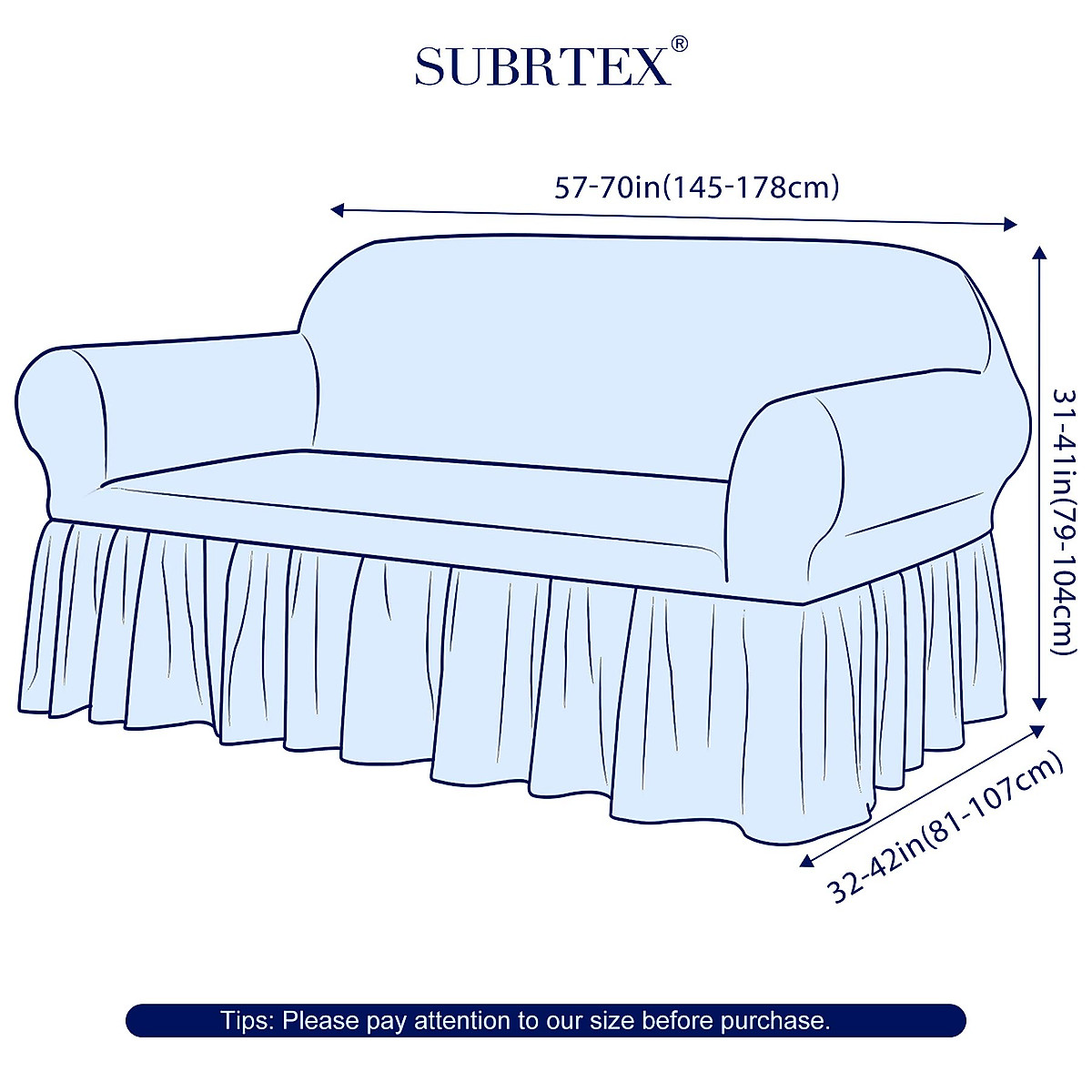 SUBRTEX 1 Piece Seersucker Sofa Slipcover with Skirt Universal Stretch Sofa Couch Slipcover Easy Fitted Chair Furniture Protector(2 Seater,Grey)