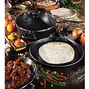 Tefal Non-Stick Kadai Curry Pan Madras Collection, Aluminium, Black, 26 cm
