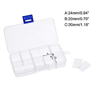 uxcell Clear Jewelry Box - Plastic Bead Storage Container, Earrings Storage Organizer with Adjustable Dividers, 10 Compartments