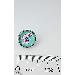 Stainless Steel Llama Print Glass Stud Earrings 12mm (Teal)