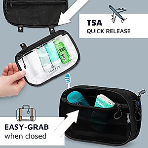 Toiletry Bag Kit Set: Hanging Travel Toiletry Bag + 311 TSA Cosmetic Liquid Bag + Ultralight Accessory Organizer Pouch (Black Ripstop)