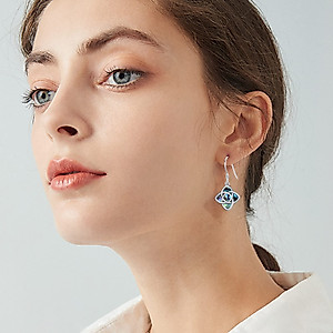 Twoowl Abalone Celtic Witch Knot Earrings 925 Sterling Silver Celtic Dangle Drop Earrings Celtic Jewelry Irish Gift for Women Girlfriends Mom Wife