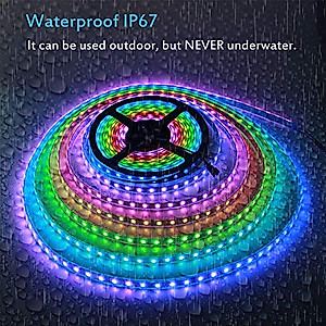 ALITOVE 32.8ft Addressable RGB LED Strip Light WS2811 Dream Color Digital Programmable Flexible LED Pixel Tape Light 24V 10m 600 LEDs 5050 SMD Waterproof IP67 Black PCB for Arduino Raspberry Pi