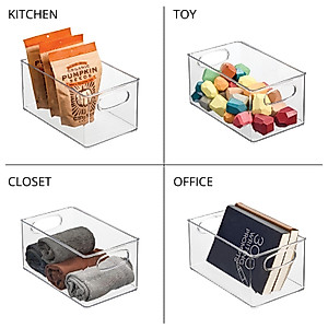 mDesign Plastic Storage Organizer Wide Container Bin with Handles for Bathroom, Home Organization - Holds Vitamins, Supplements, Makeup, Styling Tools - Ligne Collection - 2 Pack - Clear