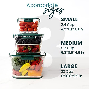 DMagazi Fruit Storage Containers for Fridge | 3 Set Fruit and Vegetable Storage Containers for Organizing with Strainer | Stackable Food Storage Containers With Lids Airtight
