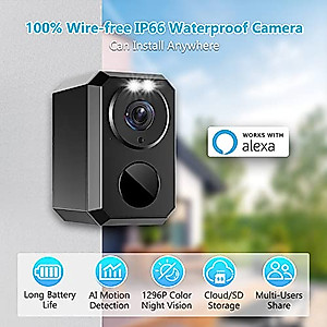 Uniter 2k Home Security Cameras Wireless Outdoor WiFi Waterproof Outside Front Door Garage Surveillance Camera Long Range Motion Sensor Night Vision with Phone app