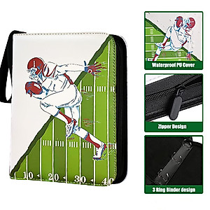 Lelonho Football Card Binder for Trading Cards, Fit 400Cards with 50 Sleeves 4-Pocket Pages, 3 D-Ring Album for Card Collection Storage (400 pockets football binder)
