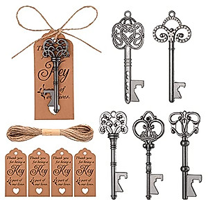 50PCS Vintage Skeleton Key Bottle Openers Wedding Favors , Party Return Gifts for Guests (black)