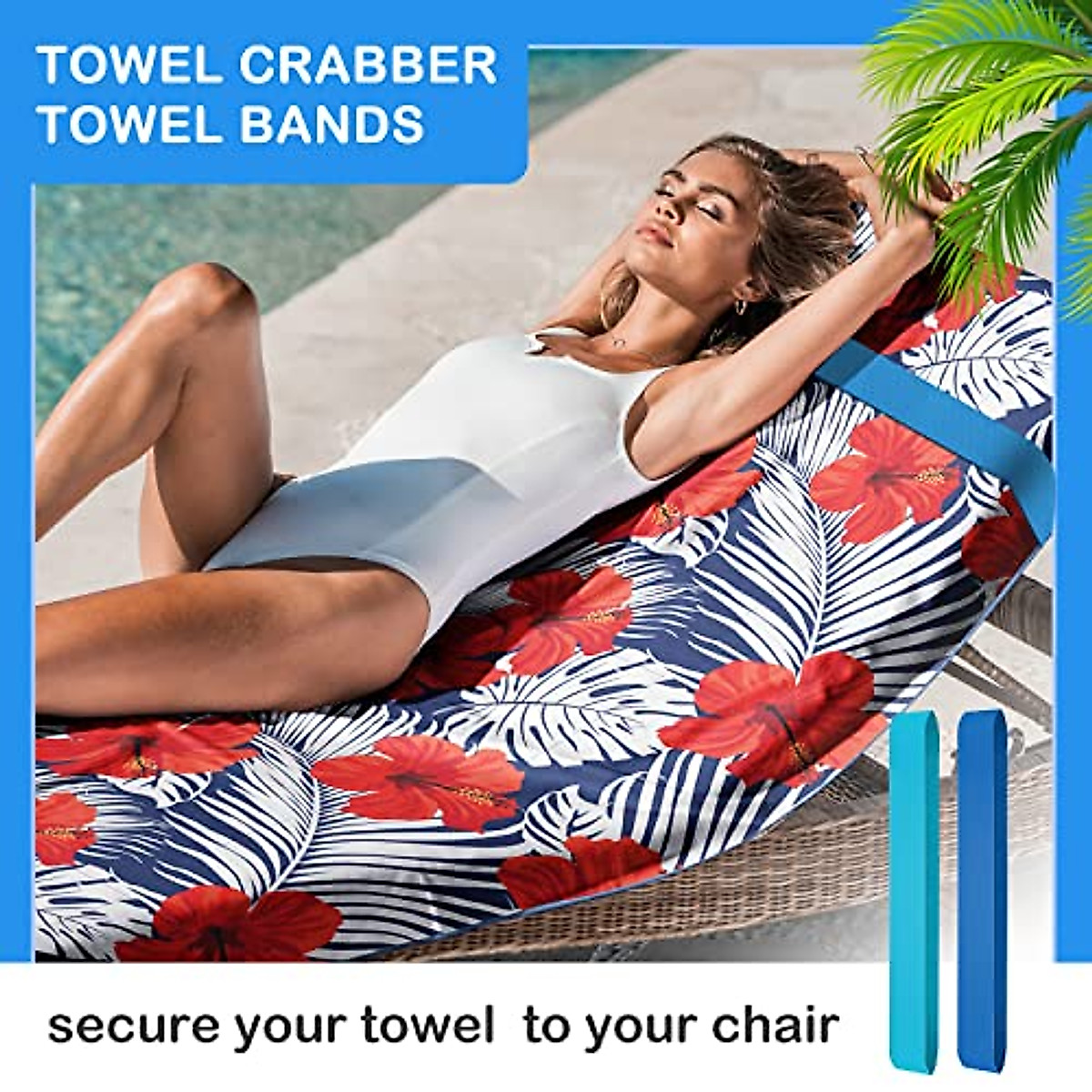 4 Pack Towel Bands for Beach, Pool & Cruise Chairs, The Better Towel Chair Clips Towel Holder Beach Towel Clips