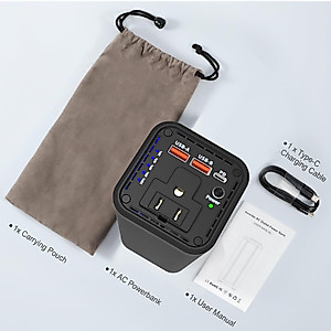 27000mAh Power Bank with 100W AC Outlet,60W PD Type-C Output&Input Portable Laptop Charger，2 USB Output(QC3.0 18W) Power Bank，97.2 WH Fast Charging for Phone, Notebook, Drone and More (N2)