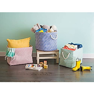 DII Polyester Container with Handles, Keeping Score Storage Bin, Medium Round, Pink Sorbet