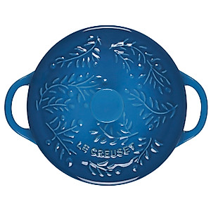 Le Creuset Olive Branch Collection Stoneware Mini Round Cocotte, 24 oz., Marseille with Embossed Lid