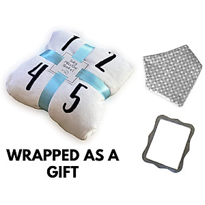 Baby Monthly Milestone Blanket | Includes Bib and Picture Frame | 1 to 12 Months | Premium Extra Soft Fleece | Best Photography Backdrop Prop for Newborn Boy & Girl (Elephant Blanket)