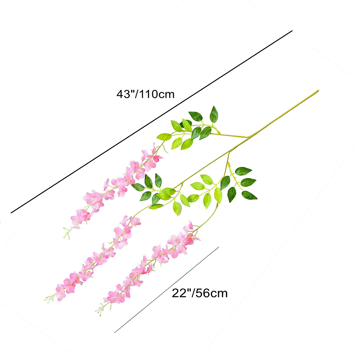 Mandy's 12pack Pink Fake Flowers Artificial Silk Wisteria Vine Ratta Hanging Fake Plants 43” for Home Party Wedding Decorations