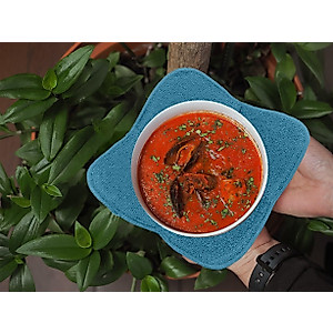 Set of 2 Light Blue Microwave Bowl Cloth - Home Kitchen Plate Hot Pads Pot for Microwaveable - Multipurpose Hots Heat Proof Plate Holder Pots Holders for Bowls - Good Kitchen Accessories, Gadgets